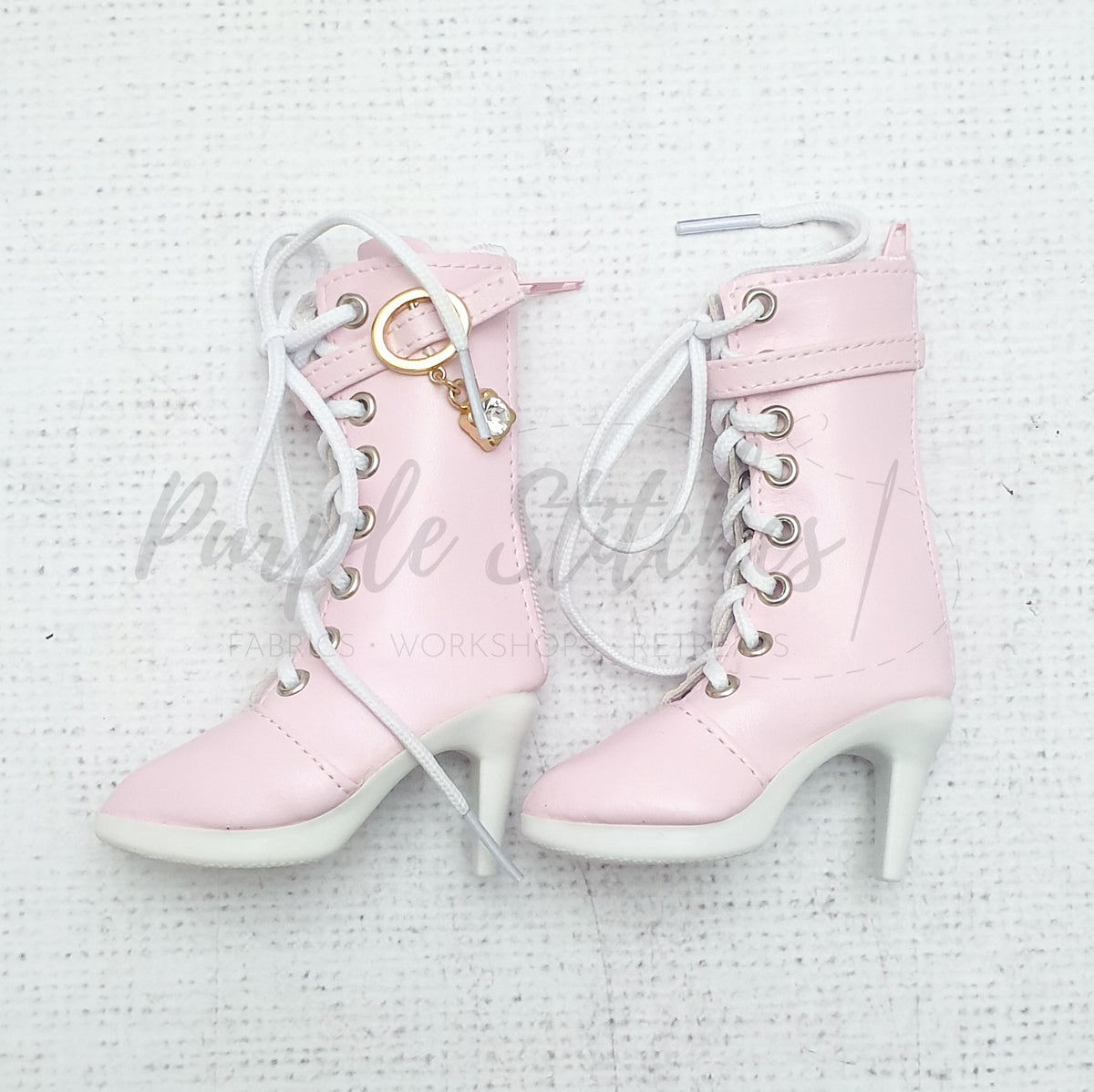 8.5cm PU Leather High Heel Boots – Purple Stitches