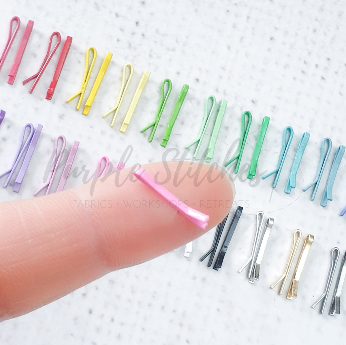 1.5cm Tiny Doll Hair Bobbin Clips – Purple Stitches